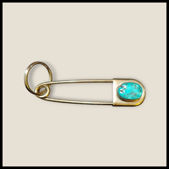 JT | Jewelry | Vintage Navajo Sterling And Turquoise Large Safety Pin ...